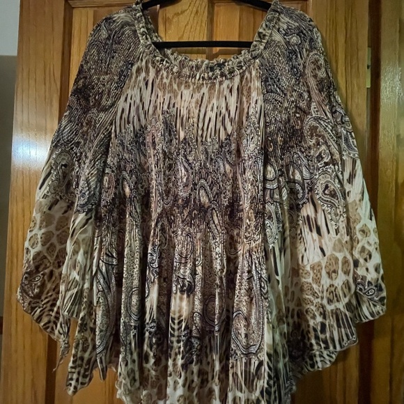 Melissa Paige | Tops | Melissa Paige Brown Paisley Animal Print Flare ...